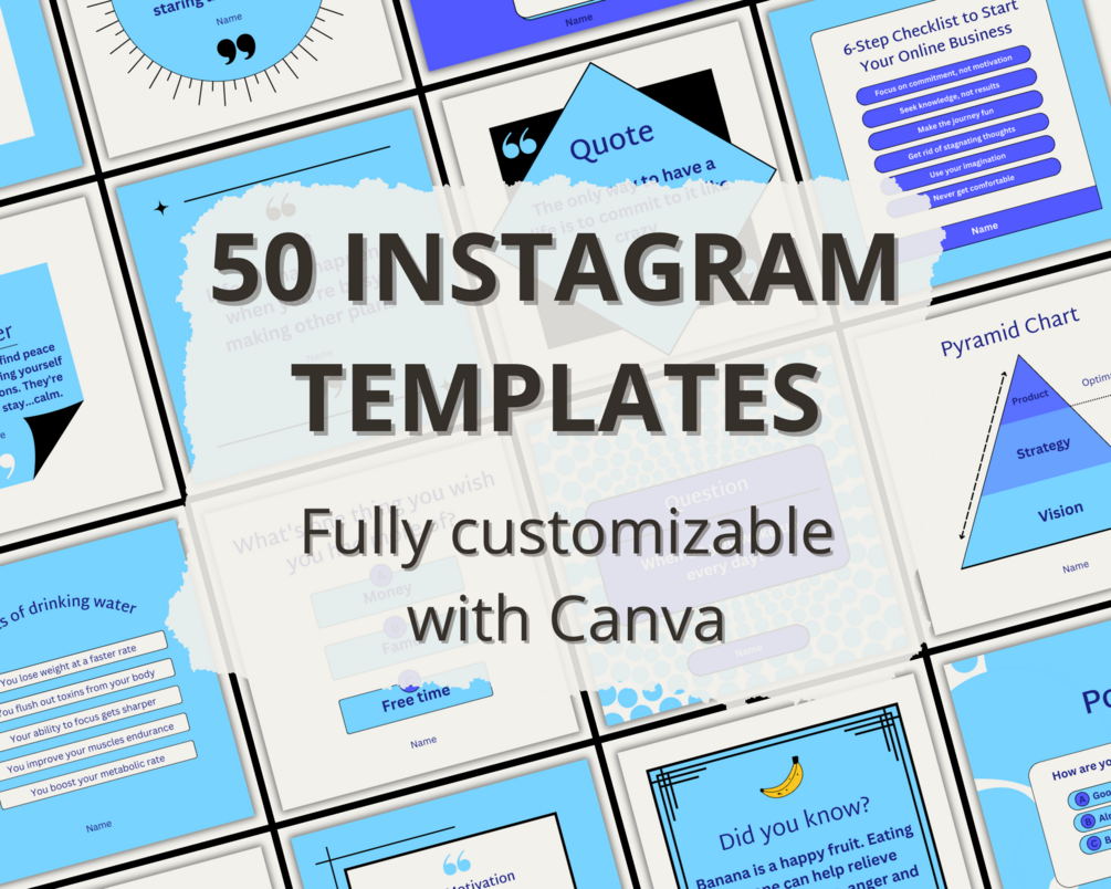 Instagram Messages Templates Editable With Canva | Blue