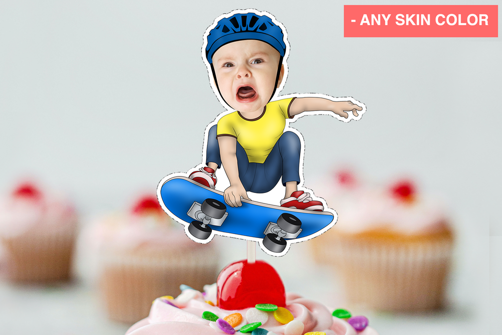SKATEBOARDER Cupcake Topper (DIGITAL FILE) , Printable CupcakeTopper ...