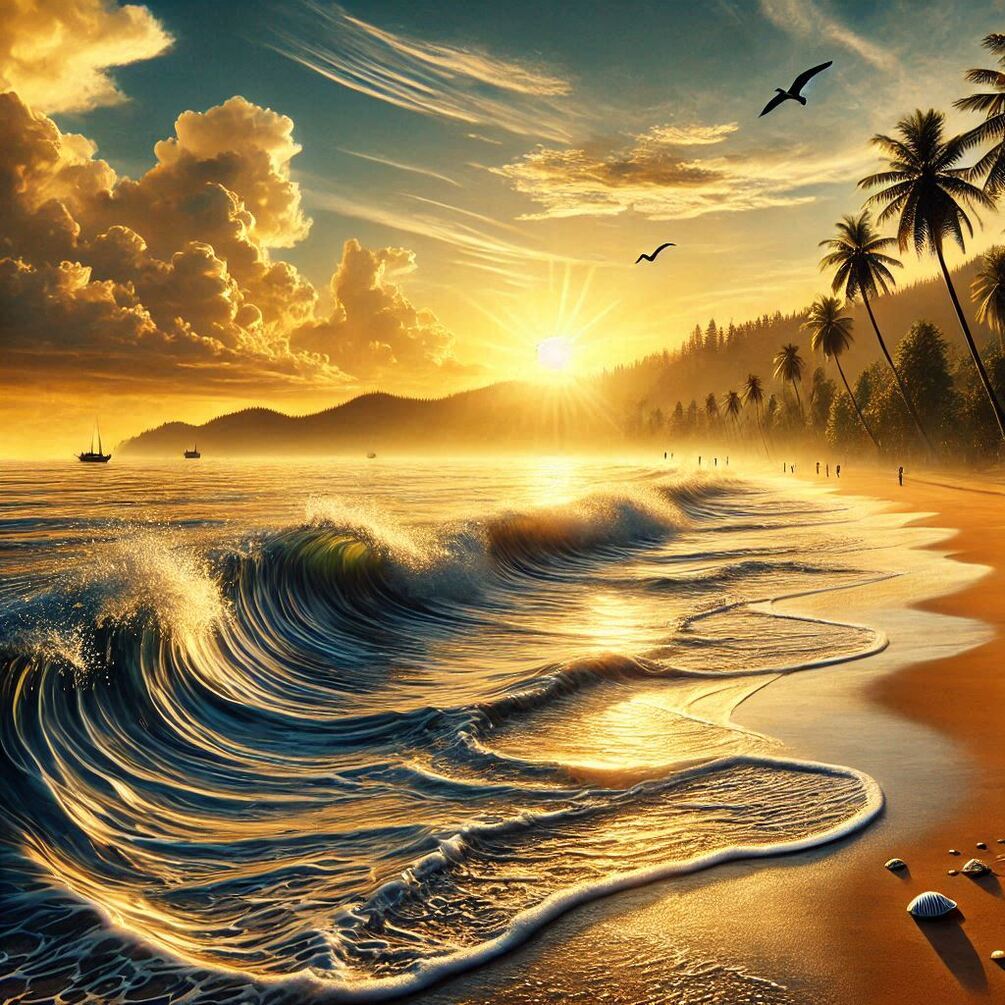 🌅 Serene Sunset Beachscape: A Modern Paradise 🏝️🌊