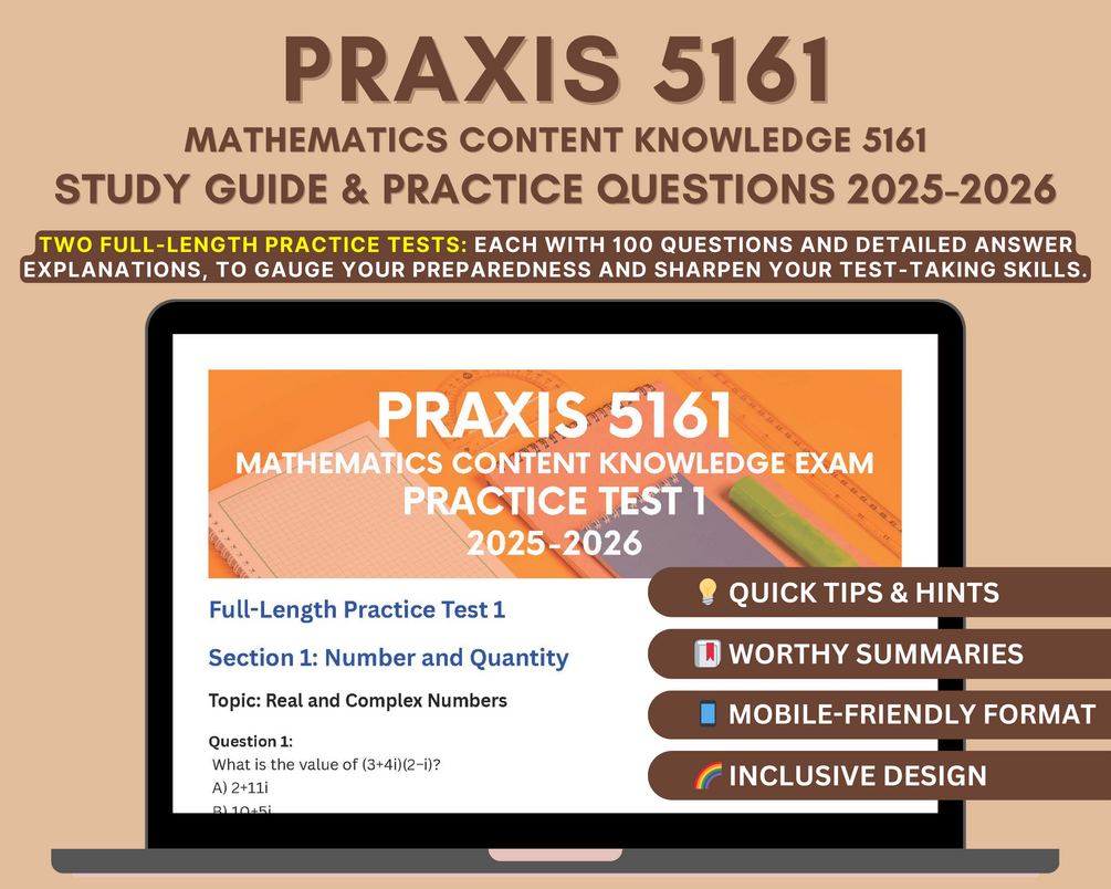 Praxis Mathematics Content Knowledge 5161 Study Guide 2025-2026: : In ...