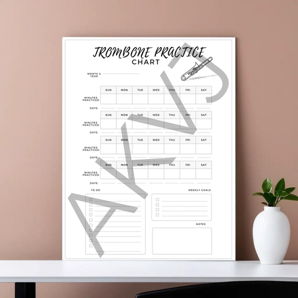 Musical Instruments Practice Chart Printables Bundle