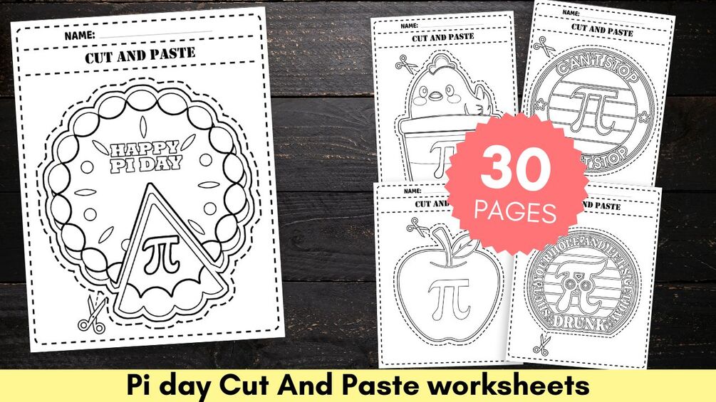 Printable Pi day Cut And Paste worksheets - Fun March | Math Activities