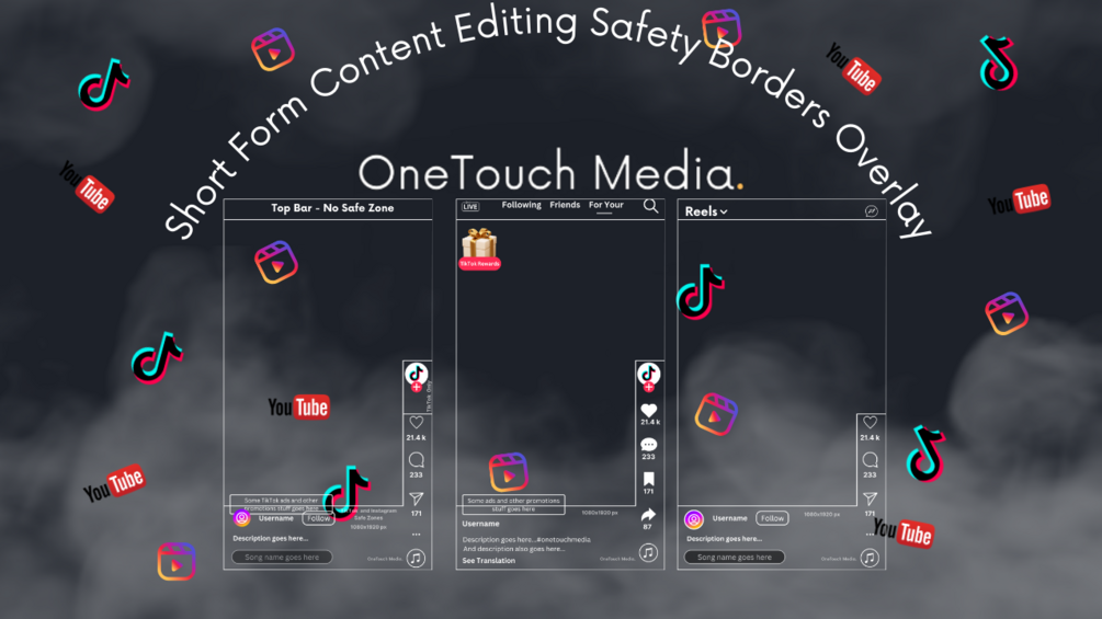Instagram Reels, TikTok, YT Shorts Videos Safety Borders Overlay