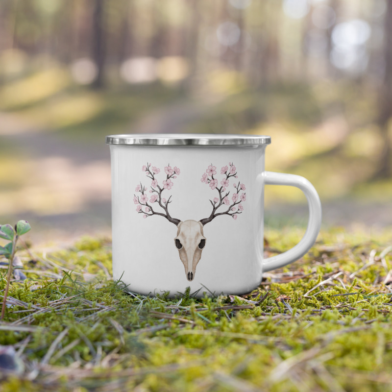 Blooming deer skull mug