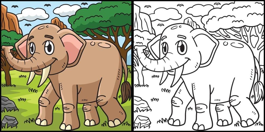 Elephant Coloring Activity for Kids - Fun Half-Colored Pages to Spark ...