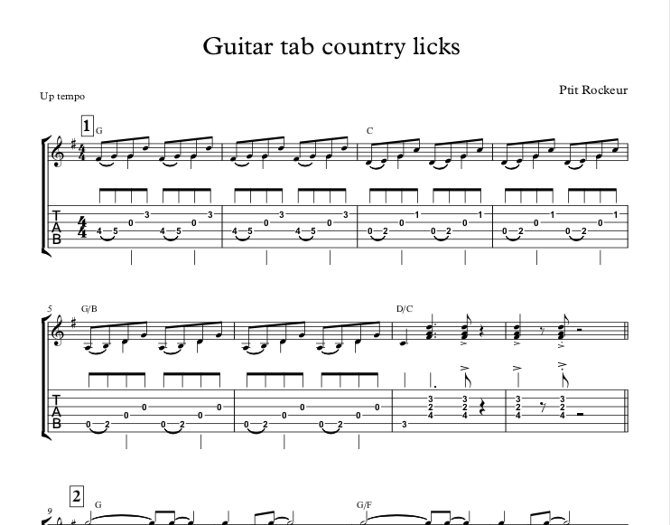 Guitar tab - Country Licks