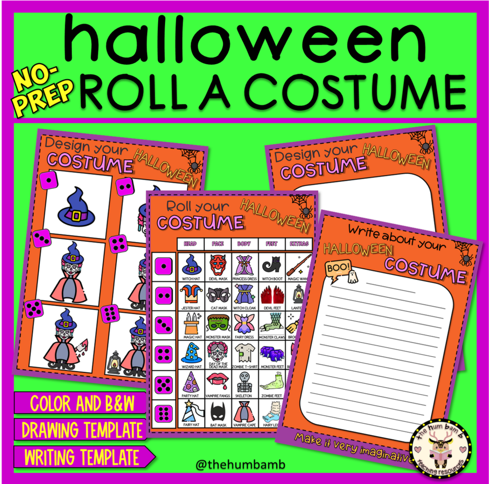 HALLOWEEN ROLL A COSTUME DICE SPOOKY GAME WRITING AND DRAWING - THE HUM ...