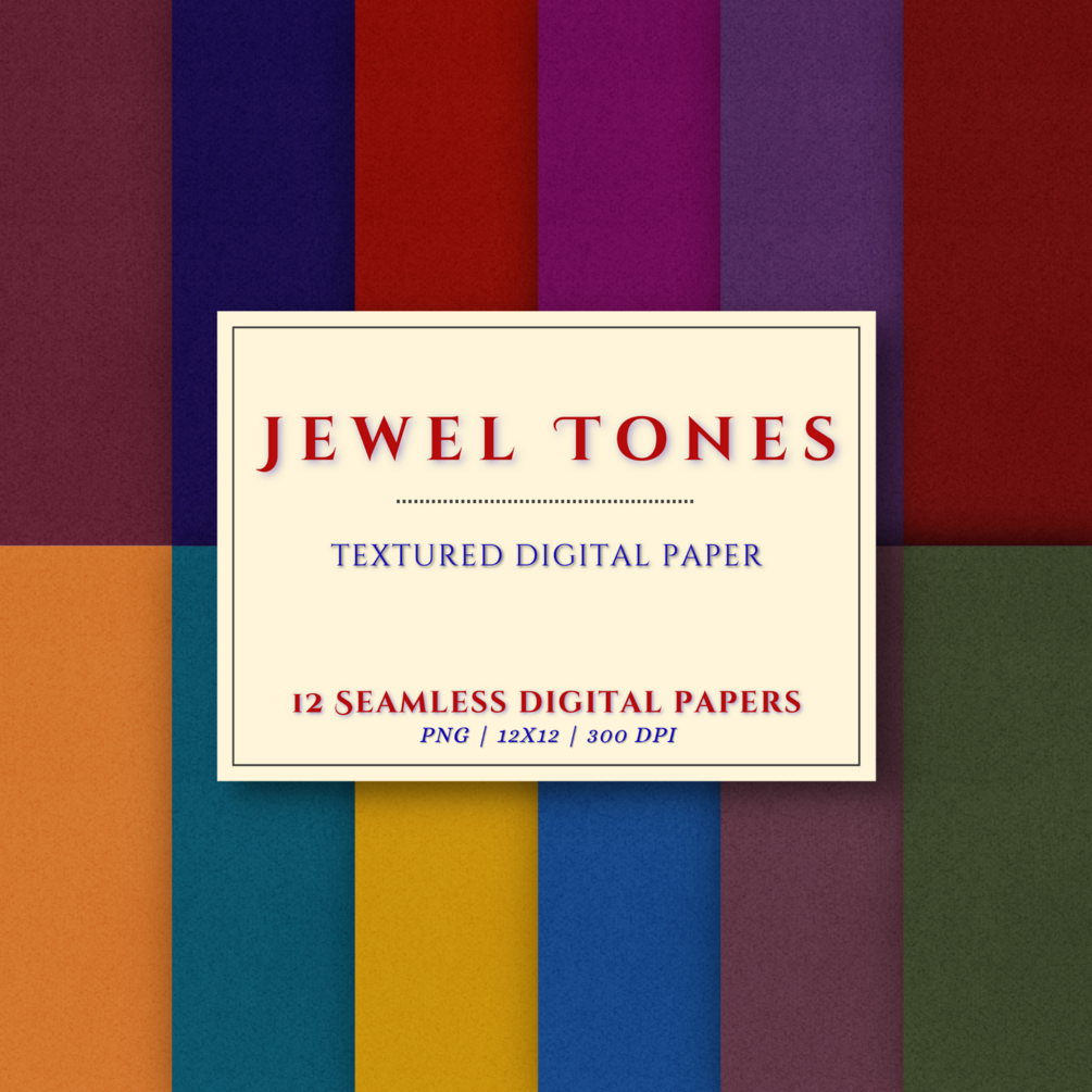 Jewel Tones Textured Digital Papers | Seamless Textures | Printable