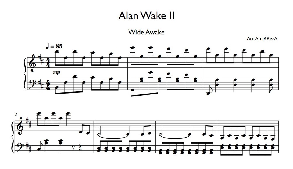 Alan Wake 2 - Wide Awake [Sheet Music]