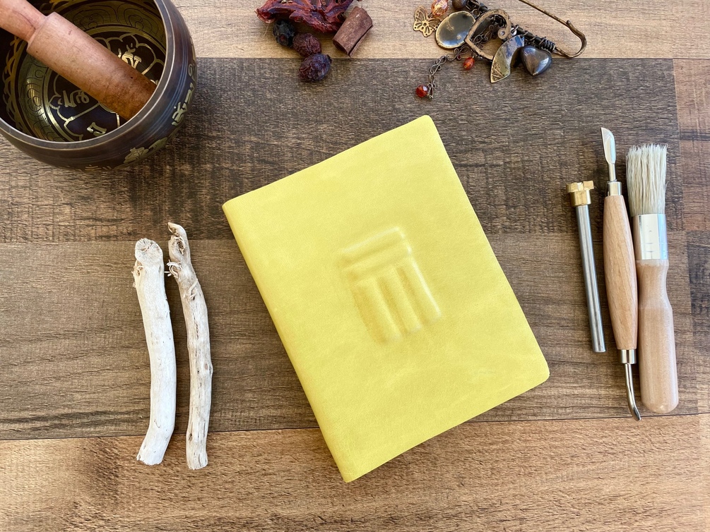 "Sunny & Abstract" Yellow Leather Journal