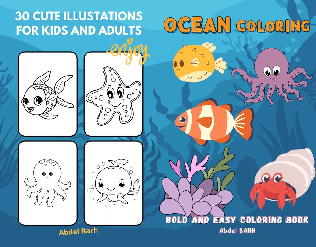 Ocean Wonders Coloring Book Bold And Easy - كتاب تلوين عجائب المحيط