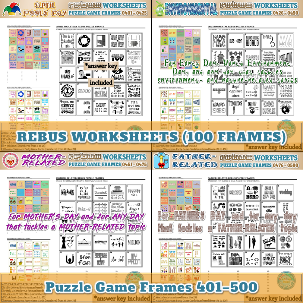 Rebus Puzzle Game Frames 401–500 Worksheets