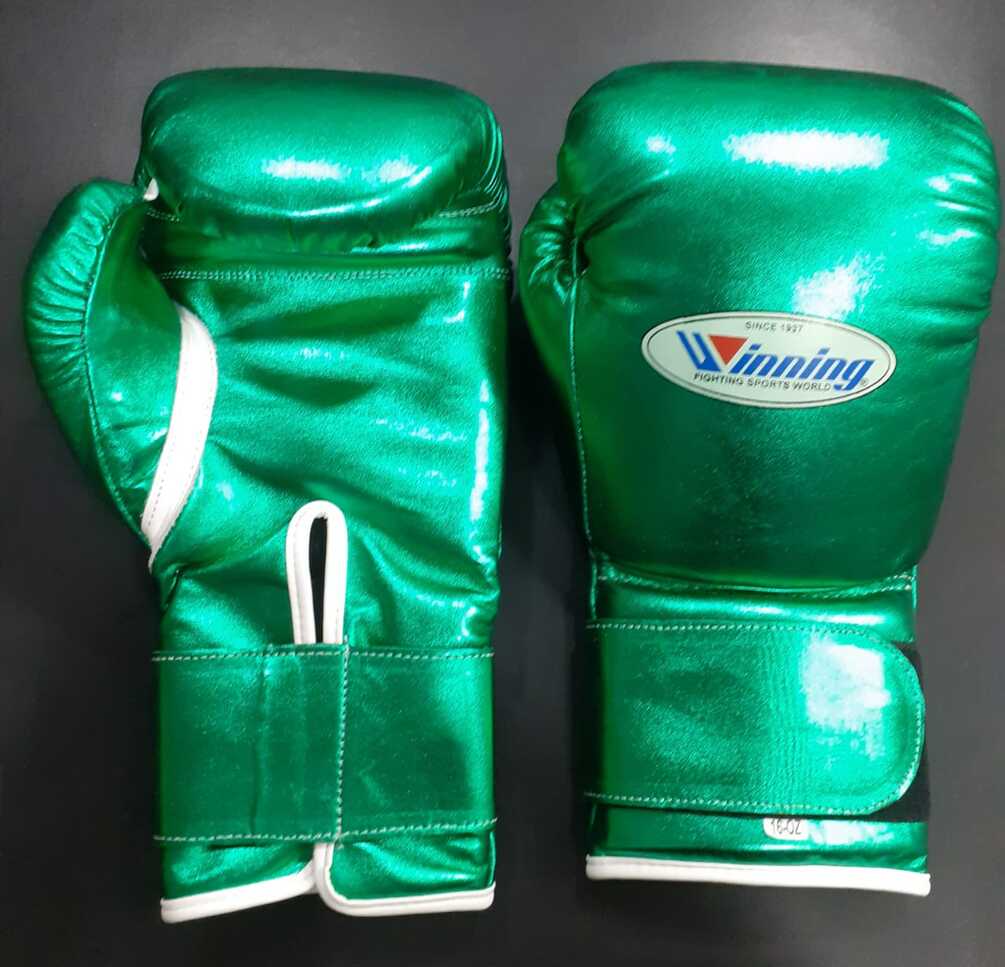 Winning Boxing Gloves, Shiny Green Color Velcro