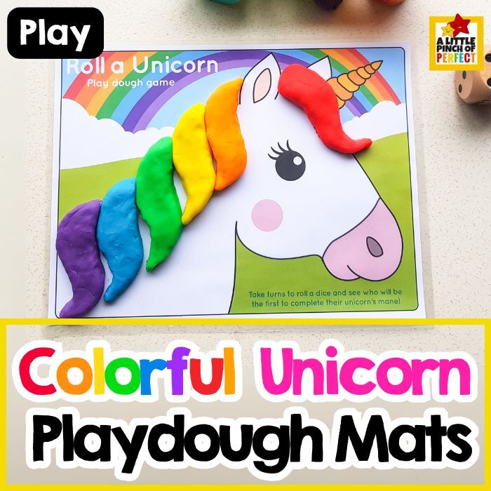 Colorful Unicorn Playdough Mats Free Printable Kids Activity