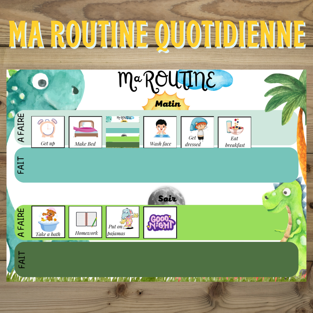 🕒 Ma routine quotidienne – 5 tableaux à thèmes + 40 cartes de tâches 🎨📋