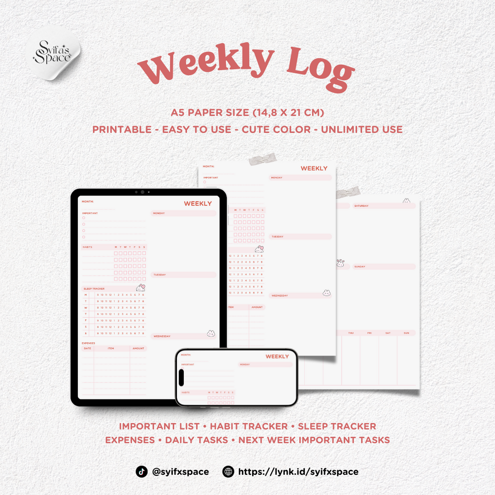 Weekly Planner Sweet Pink