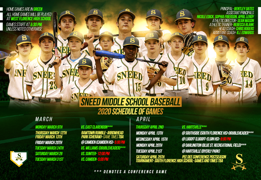 Sneed Baseball Calendar (PSD)