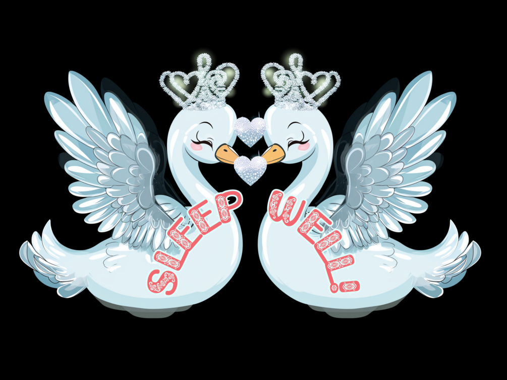 Royal Swan Chicks: Adorable Chibi Illustration with Platinum Crowns