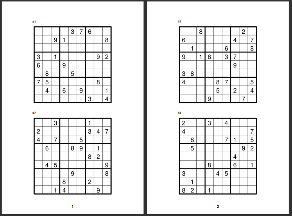 300 Hard-Level Printable Sudoku