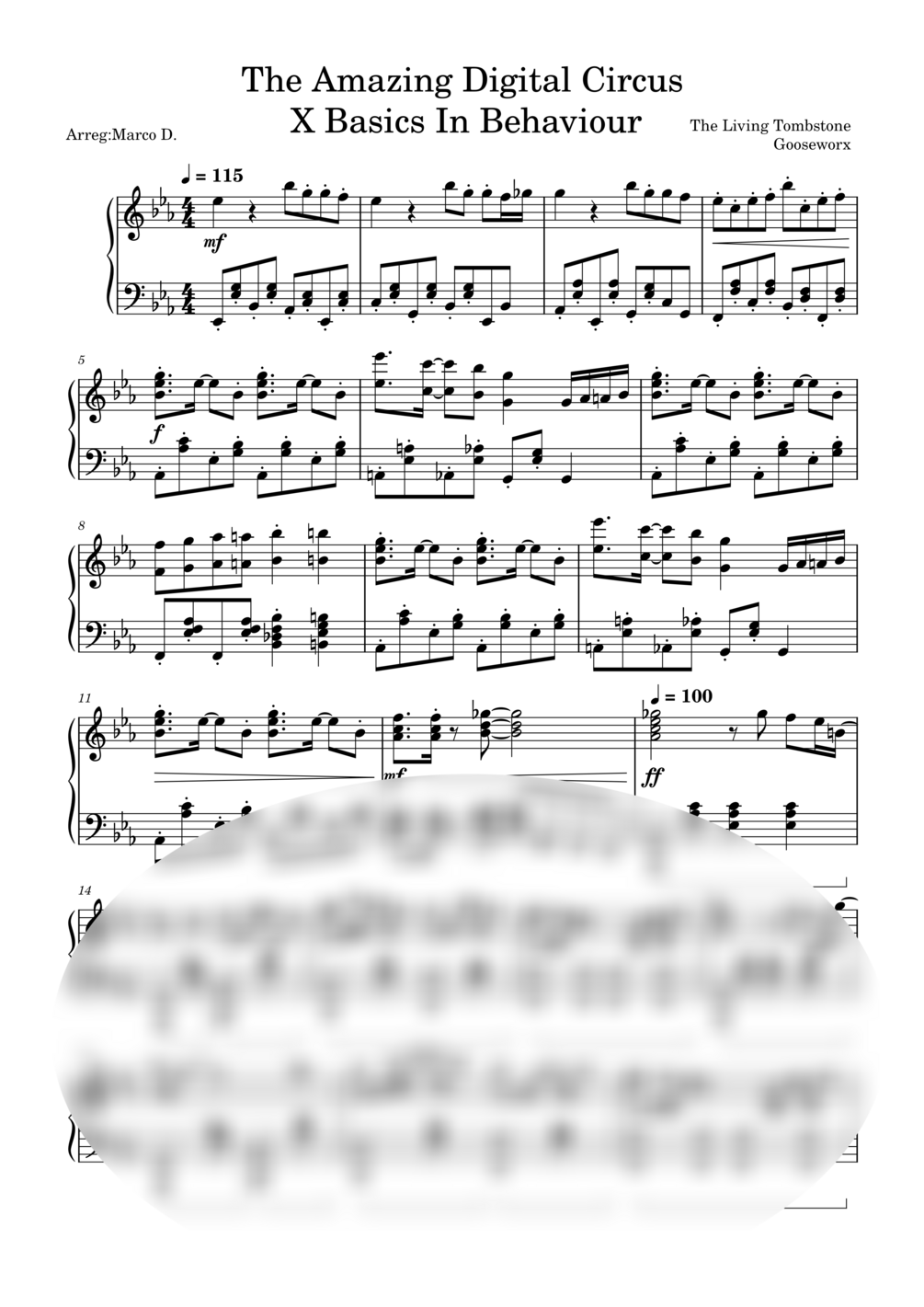 The Amazing Digital Circus X Basics In Behaviour SHEET + MIDI