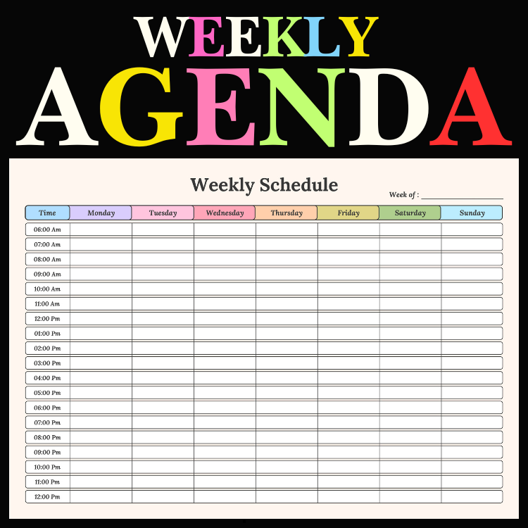 Weekly & Daily Agenda Slides, Schedule, Printable, Planner Worksheets ...