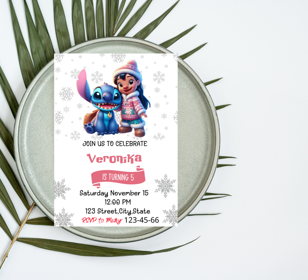 Lilo & Stitch Christmas Birthday Invitation | Fun & Festive Holiday ...