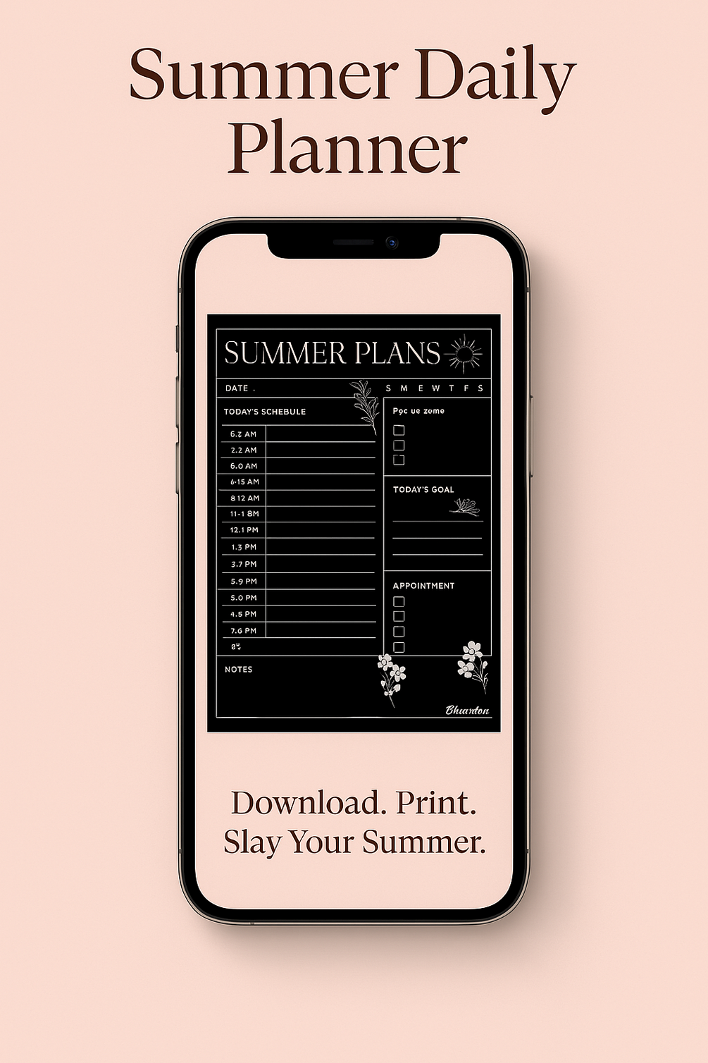 Summer planner template