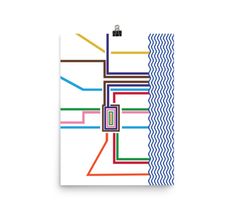 "'L' Stands for 'Lake-Death'" Rail System Map (12x16)