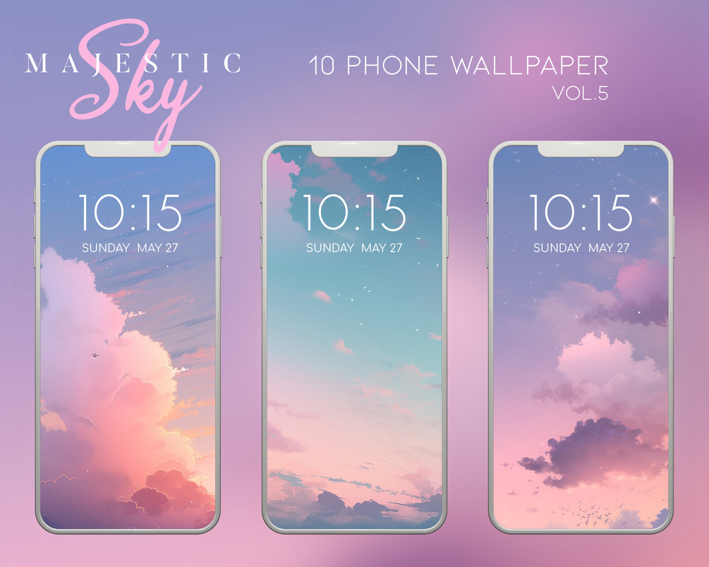Majestic Sky Phone Wallpaper Vol.5, Smartphone Sky Wallpaper Set, iPhone Aesthetic Background ...