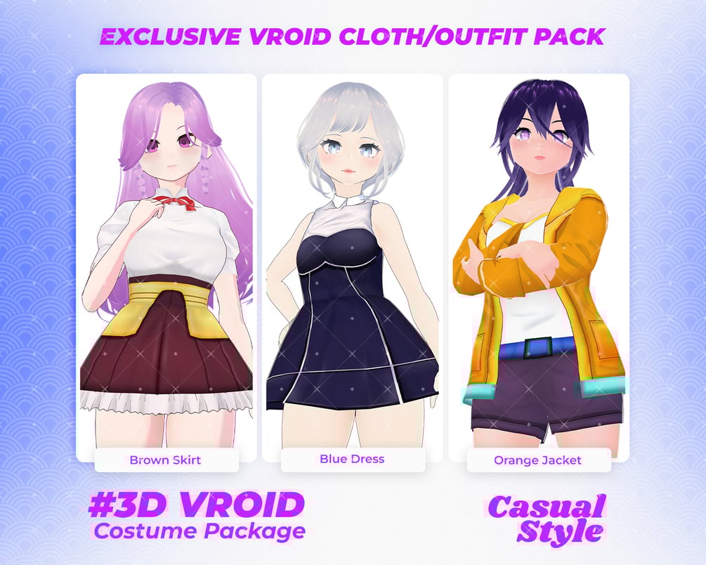 VRoid Clothing Pack, Casual Elegance, Luxe VRoid, VRoid Assets, 3D Chic ...