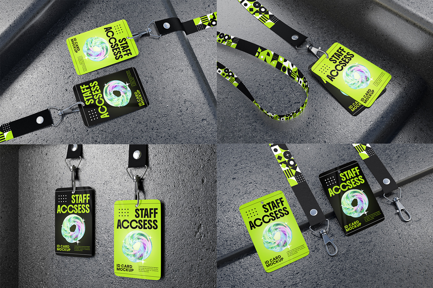 4 High Quality ID Card Mockup