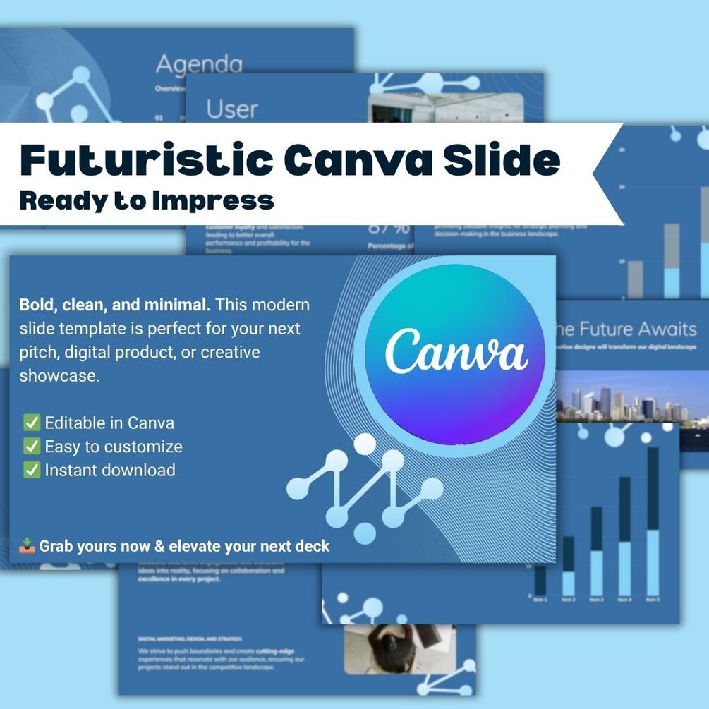 Futuristic Pitch Deck Presentation Slide - Canva Template