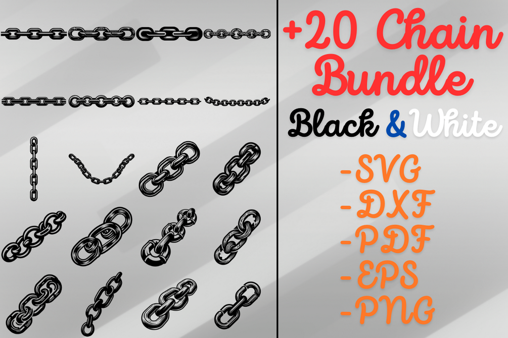 20 Chain SVG-DXF-PDF-EPS-PNG Bundle