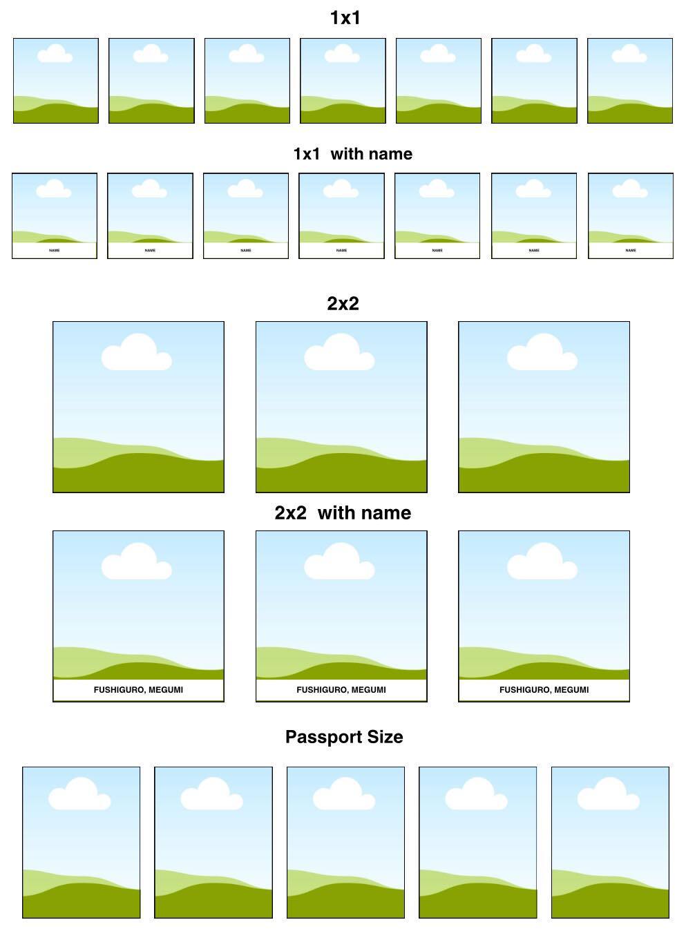ID Templates 1x1, 2x2, Passports, Students, Employee's