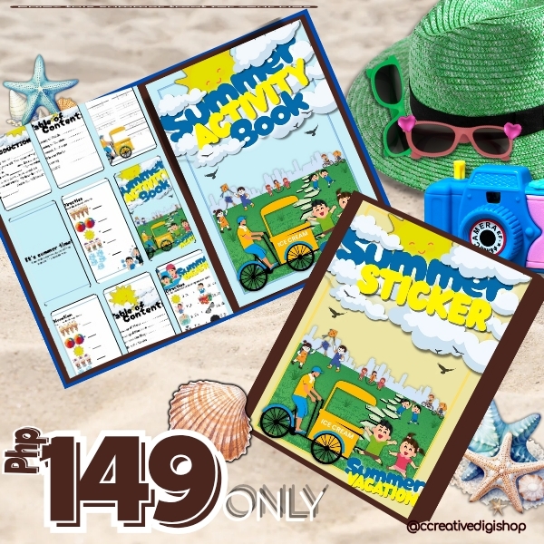 Summer Theme Book for Kids | Printable Summer Design Sticker Book ...