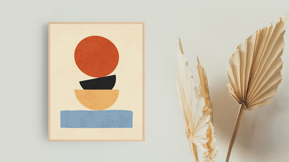 Abstract Stacked Shapes Modern Art Print