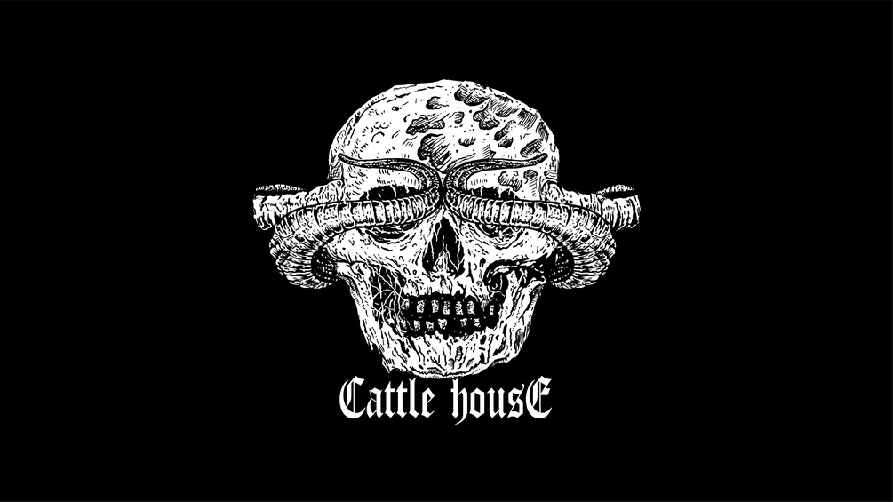 Death metal skull with horns illustration