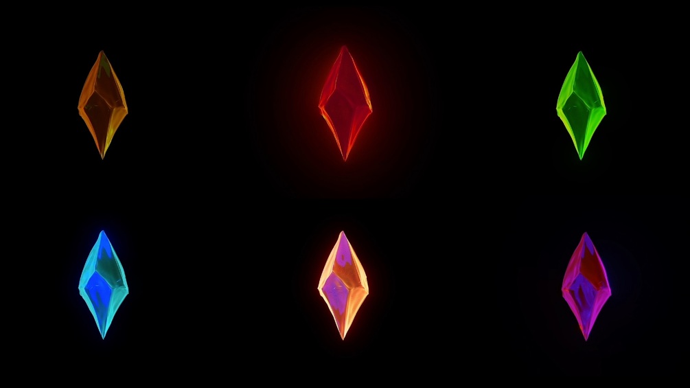 Animation and Glow of the Magic Crystal | Pack 6 HD Stones