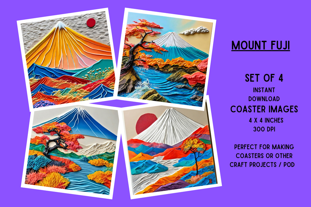 MOUNT FUJI - Coaster Images - Set of 4 - Instant Download