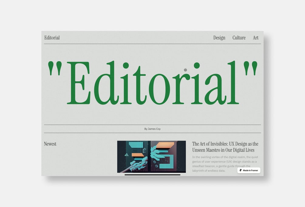 Editorial - Write and Publish with this Framer Template