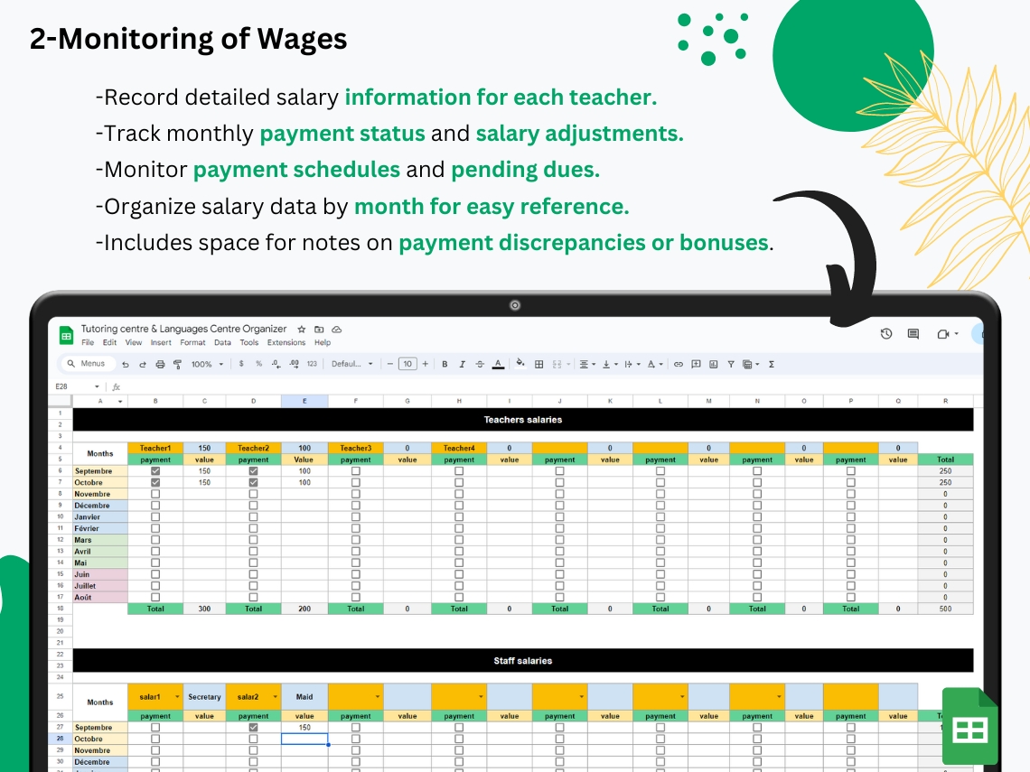 Tutoring and Language Center Business Organizer | Comprehensive Google ...