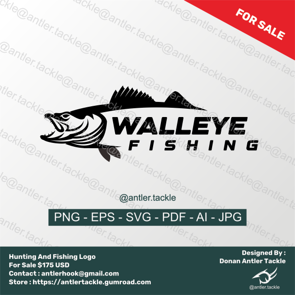Walleye Fish Hook Fishing Logo Designed By Donan Antler Tackle