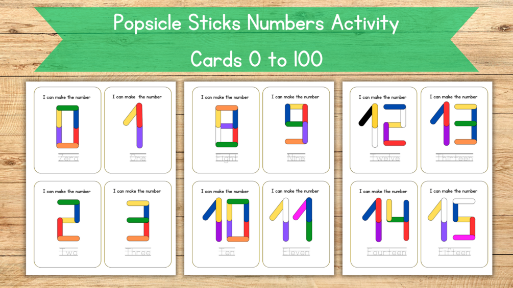 Popsicle Sticks Numbers Activity Cards