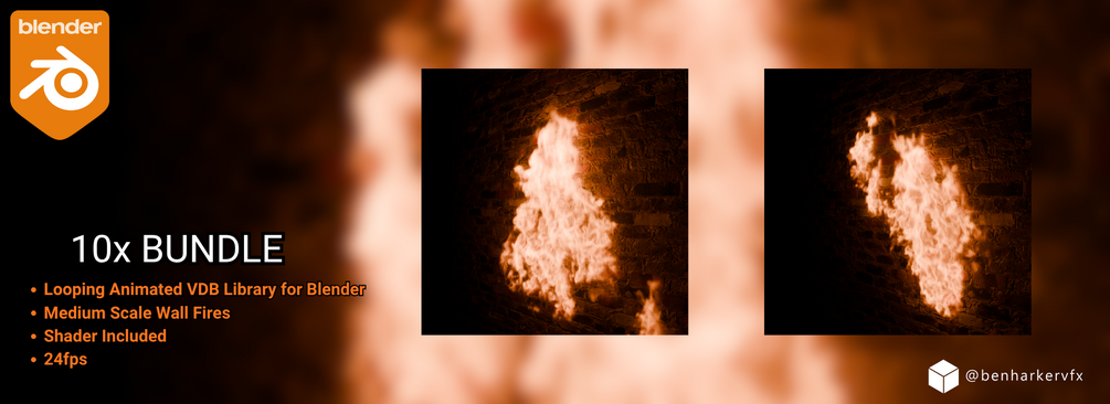 (BUNDLE) 10x Medium Wall Fire Assets For Blender! (Asset Browser ...