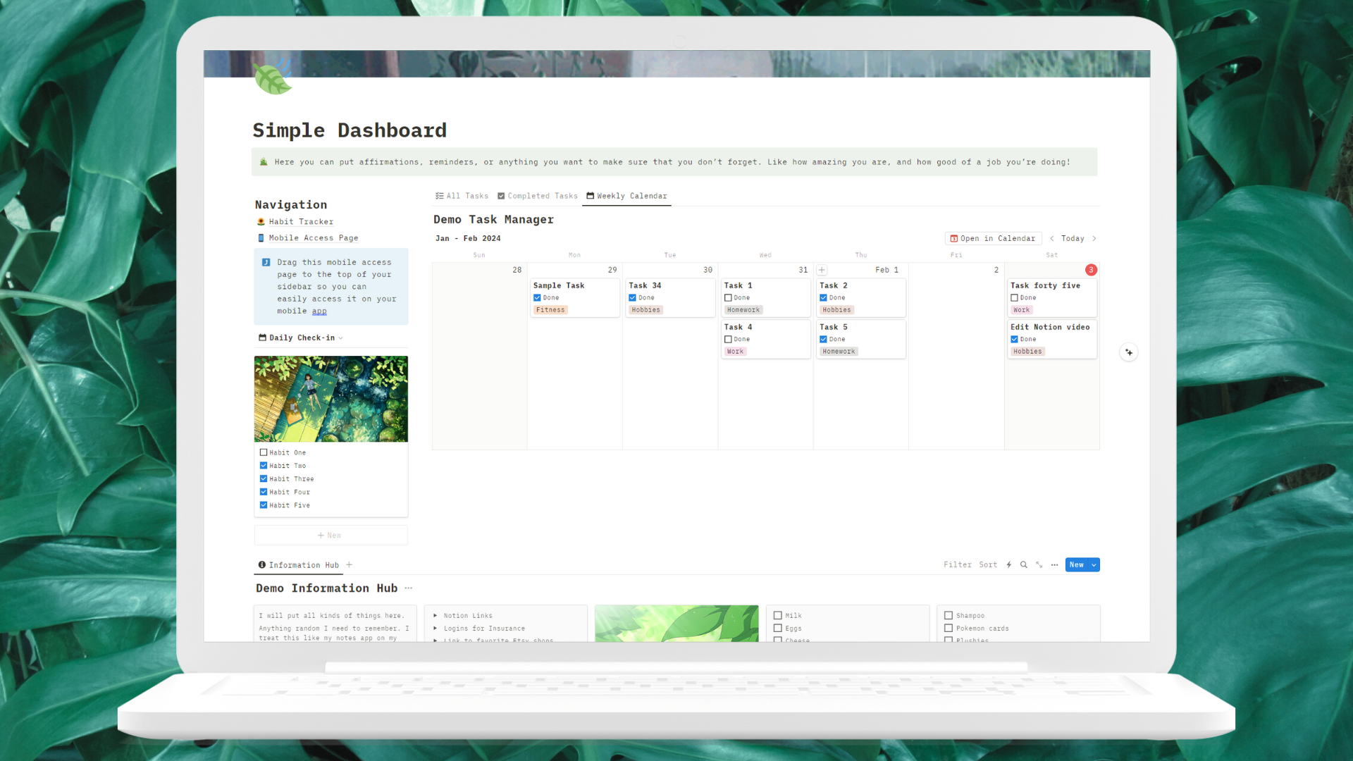 Simple Beginner Notion Dashboard [ADHD]