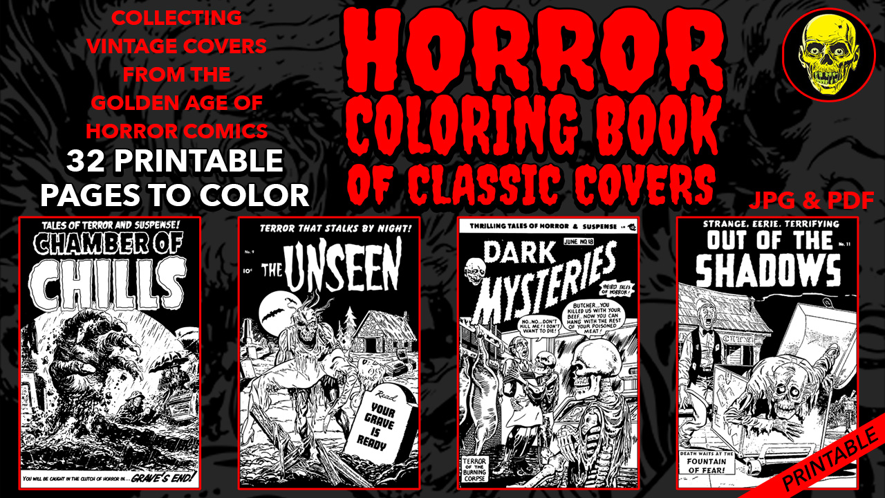 Holiday - End of Year discount! - Horror Coloring Book of Classic Covers