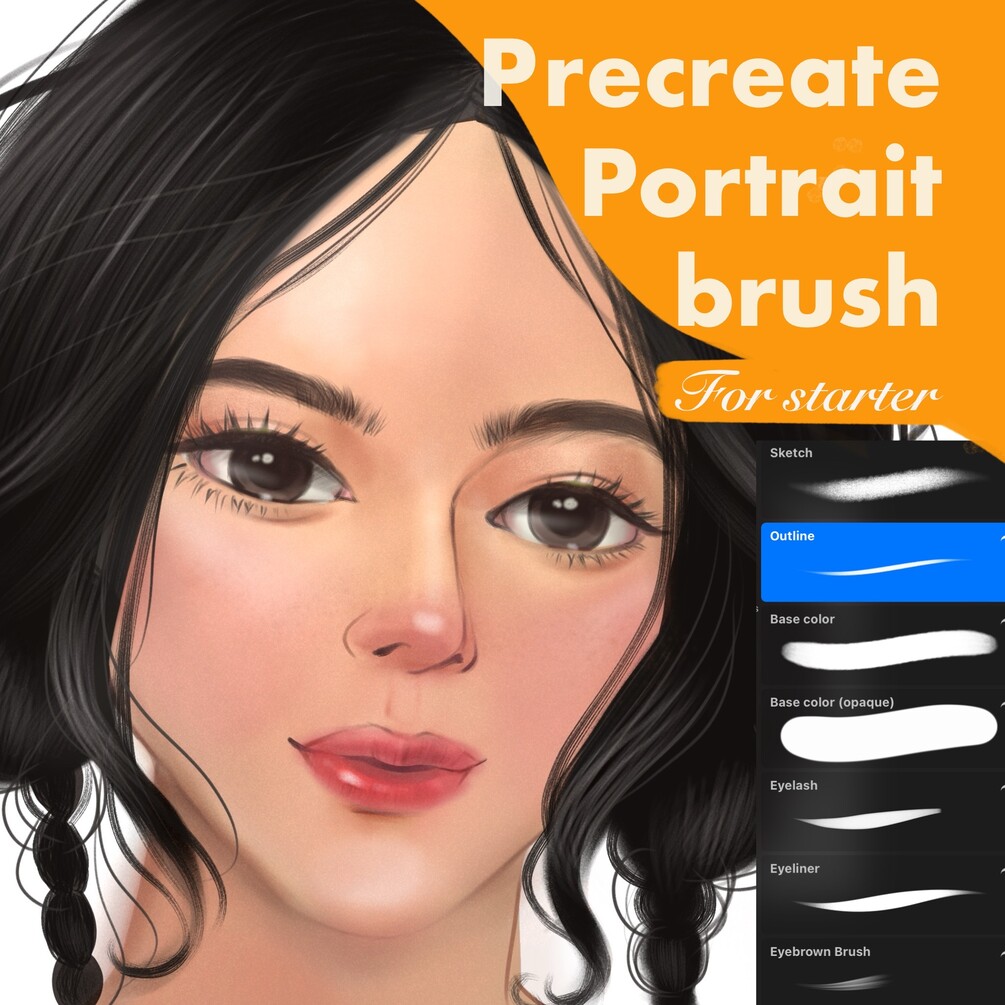 Procreate Portraits brushes for starter : Basic Brushes for Flawless Hair Skin Brows and Lashes ...