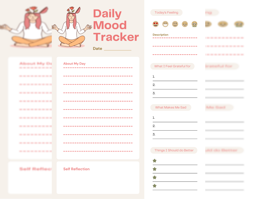 Daily Mood Tracker Journal - Mental Health Planner
