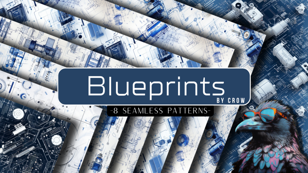 Blueprints Digital Paper Pack | Seamless Patterns | Commercial Use ...