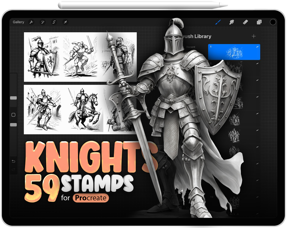 59 Procreate Knight Stamp Brushes Collection